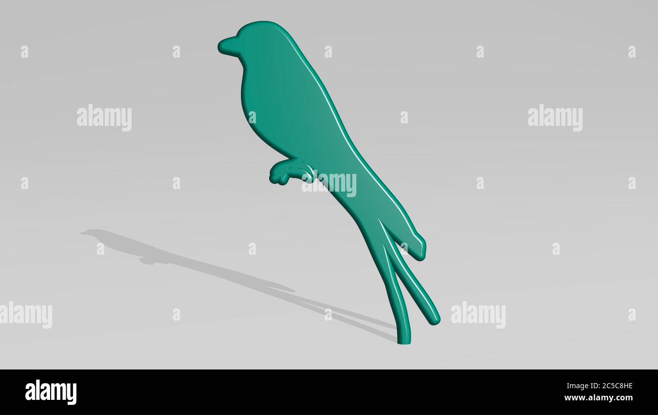 bird made by 3D illustration of a shiny metallic sculpture with the ...