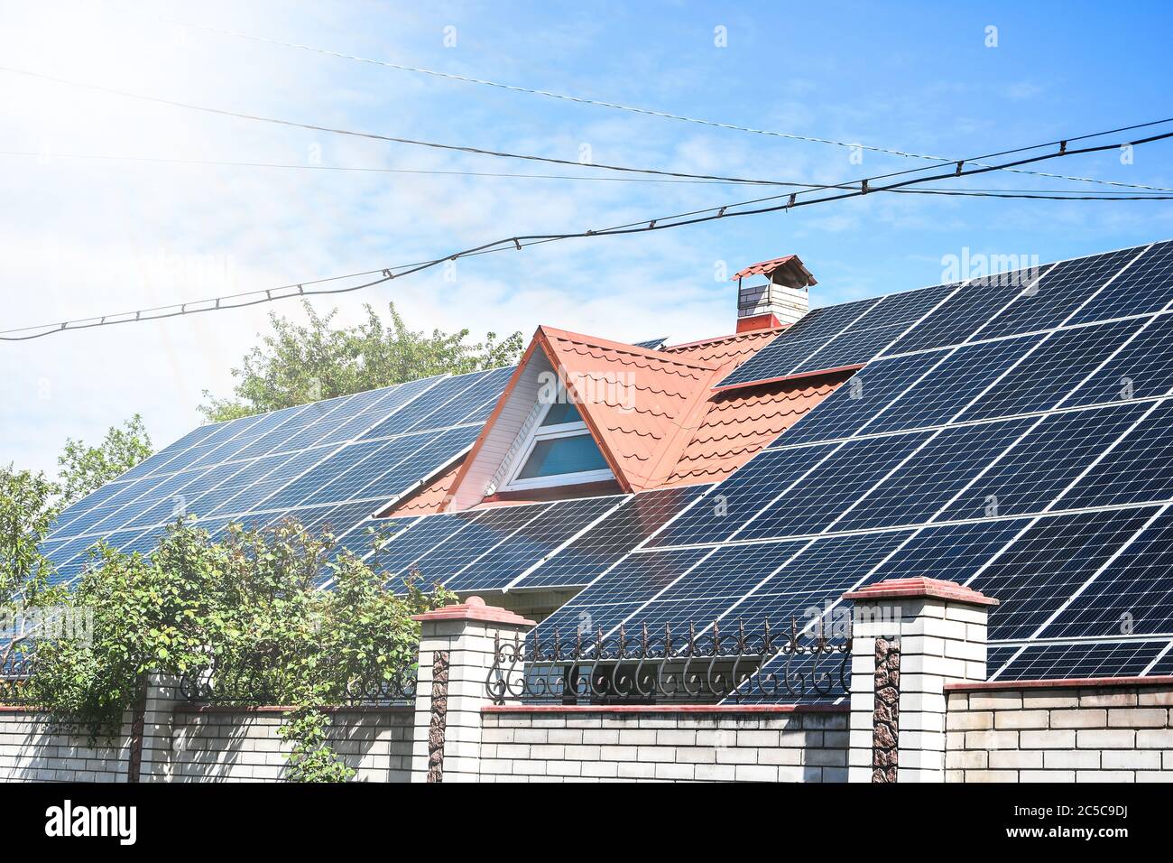 solar panels, Close up shot of a solar panel array with blue sky, Solar ...