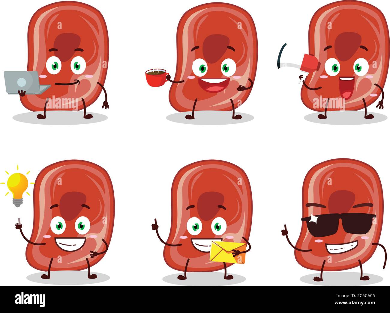 Ham cartoon character with various types of business emoticons Stock ...