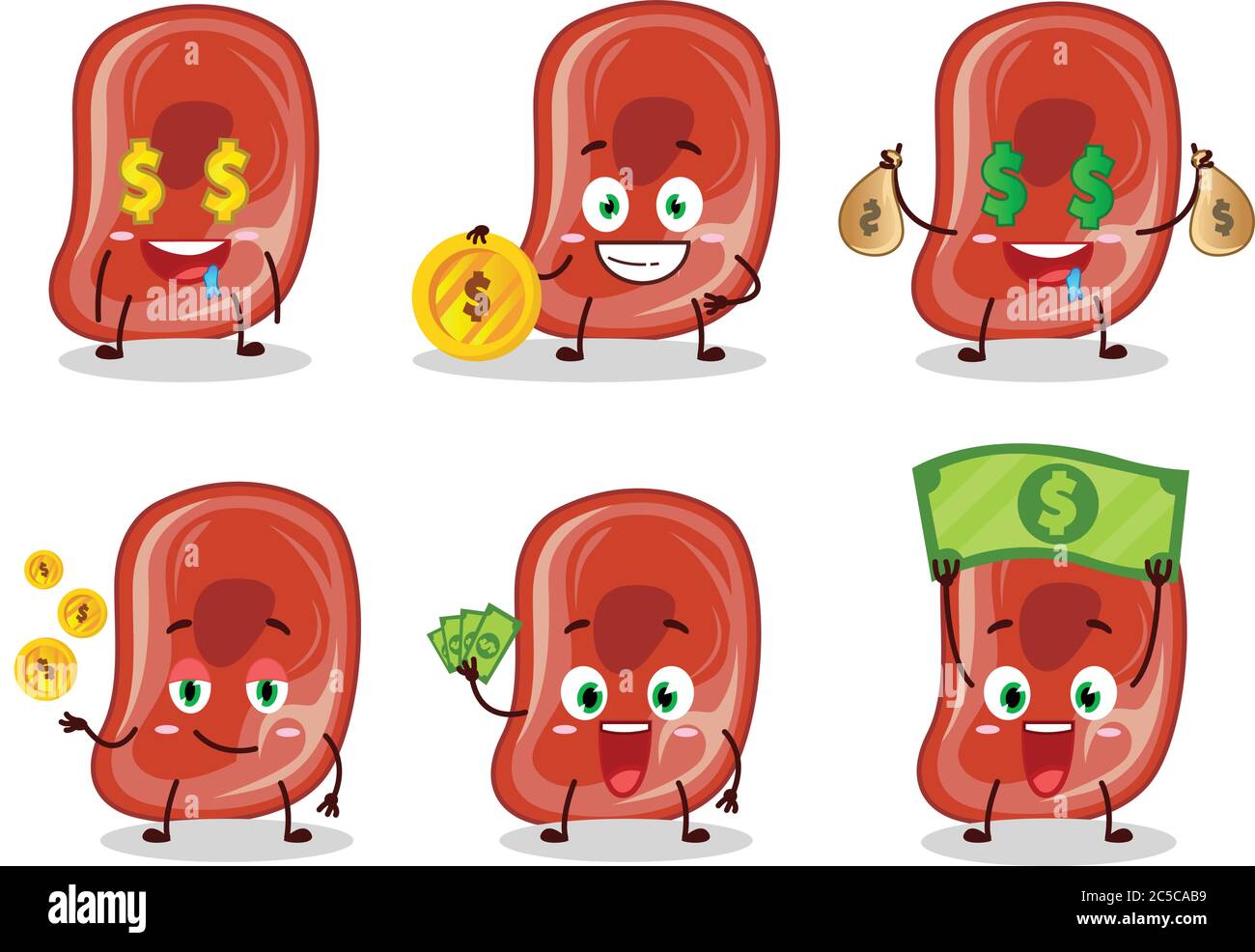 Ham cartoon character with cute emoticon bring money Stock Vector Image ...