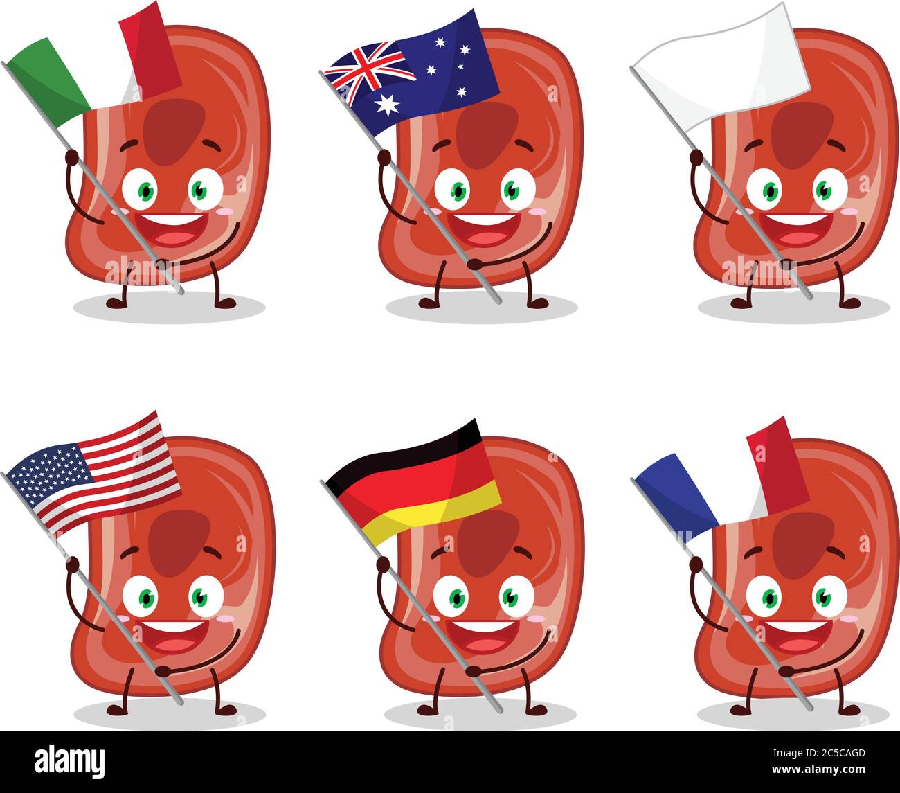 Ham cartoon character bring the flags of various countries Stock Vector ...