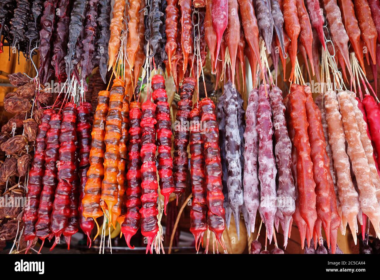 Multi-color Georgian Traditional Sweets Called Churchkhela Displayed on ...