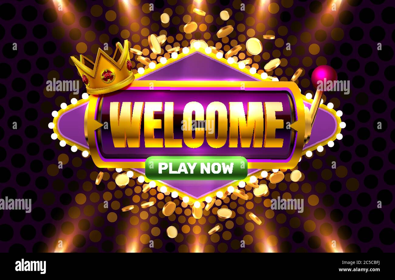 Welcome play now, 777 slot sign machine. Vector illustration Stock ...