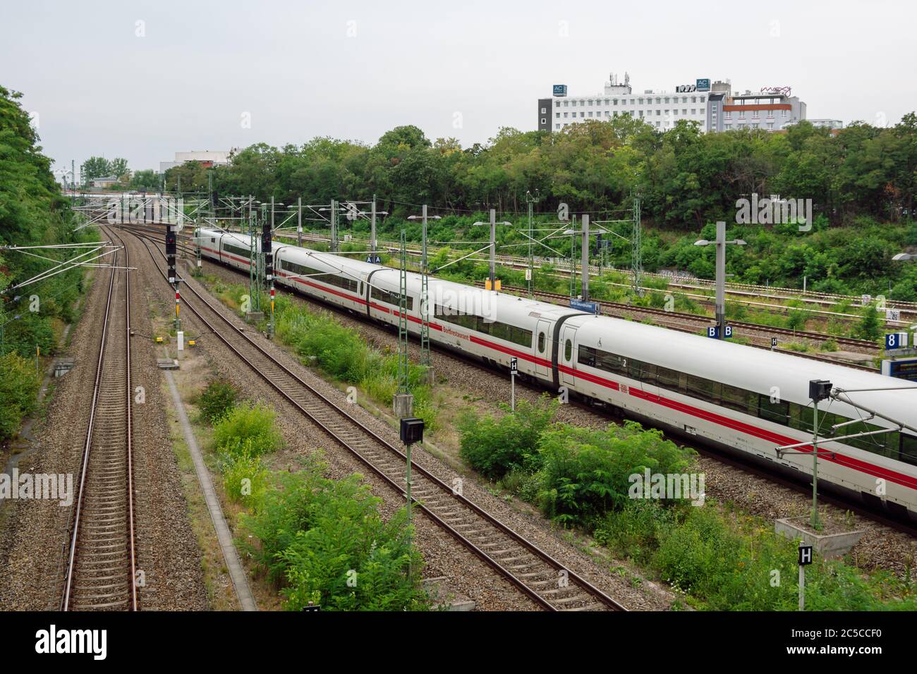 Berlin, Germany- Aug 1, 2019 View of high-speed ICE (InterCity Express ...
