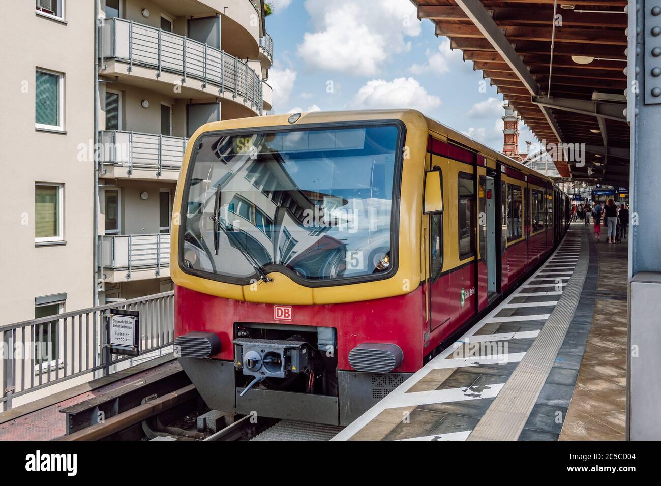 Modern S-Bahn train at Hackescher Markt station. The Berlin S-Bahn is a ...