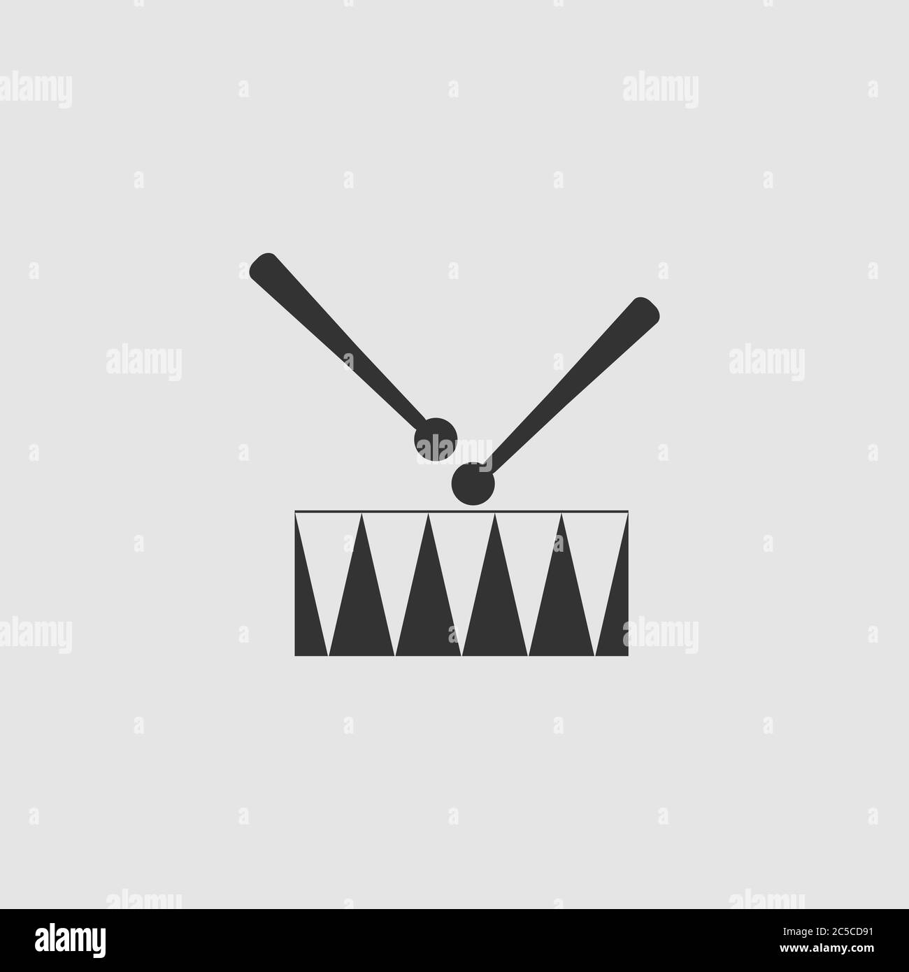 Snare Drum icon flat. Black pictogram on grey background. Vector ...