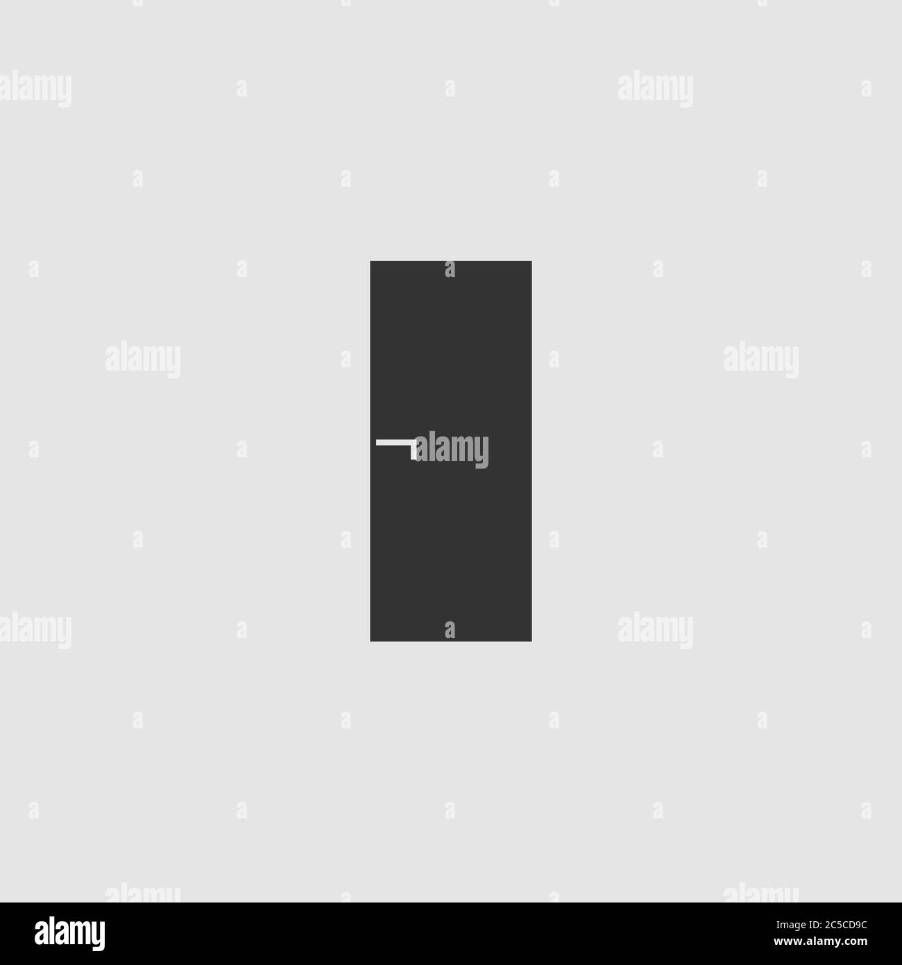 Door icon flat. Black pictogram on grey background. Vector illustration ...