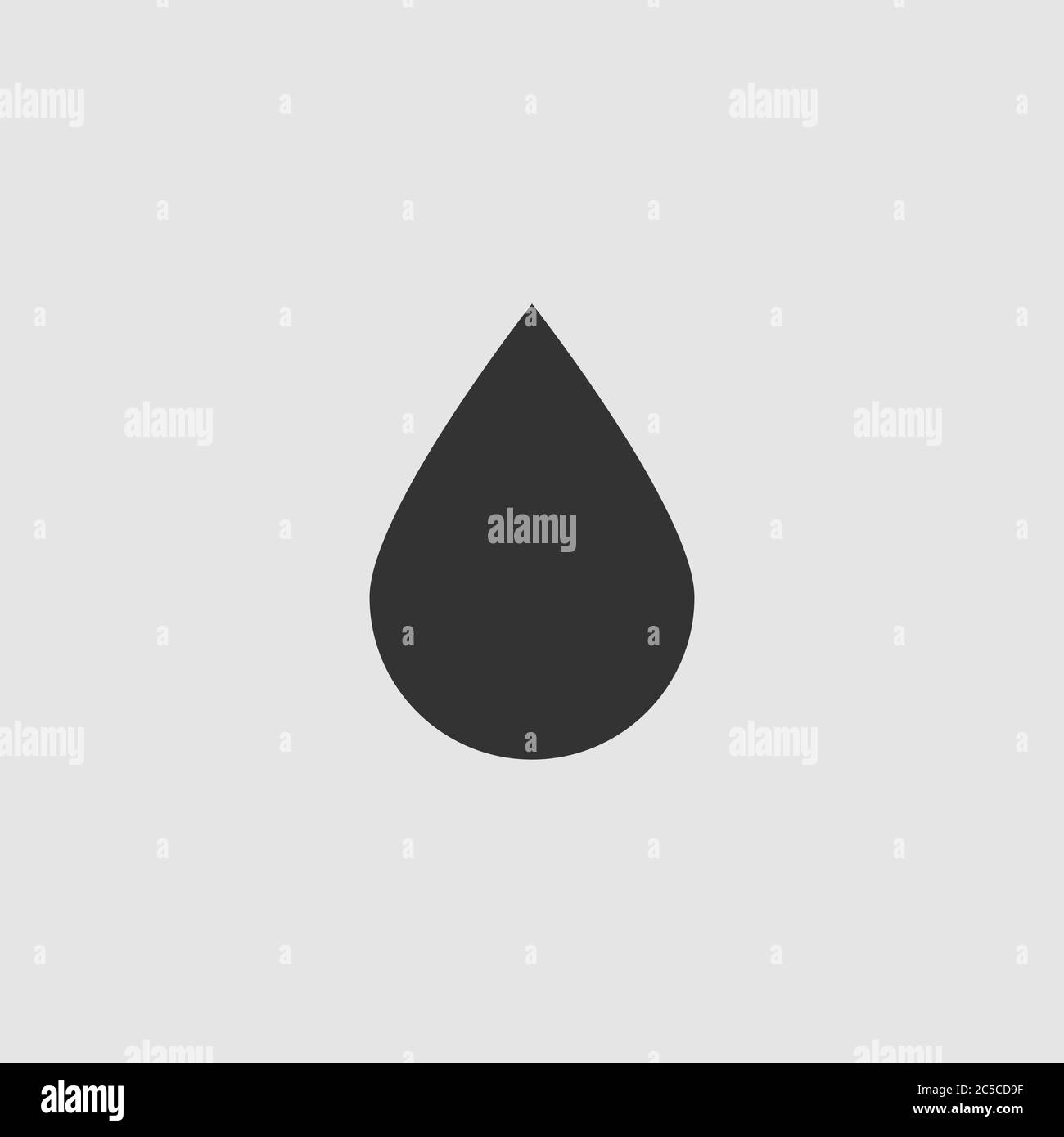 Water drop icon flat. Black pictogram on grey background. Vector ...