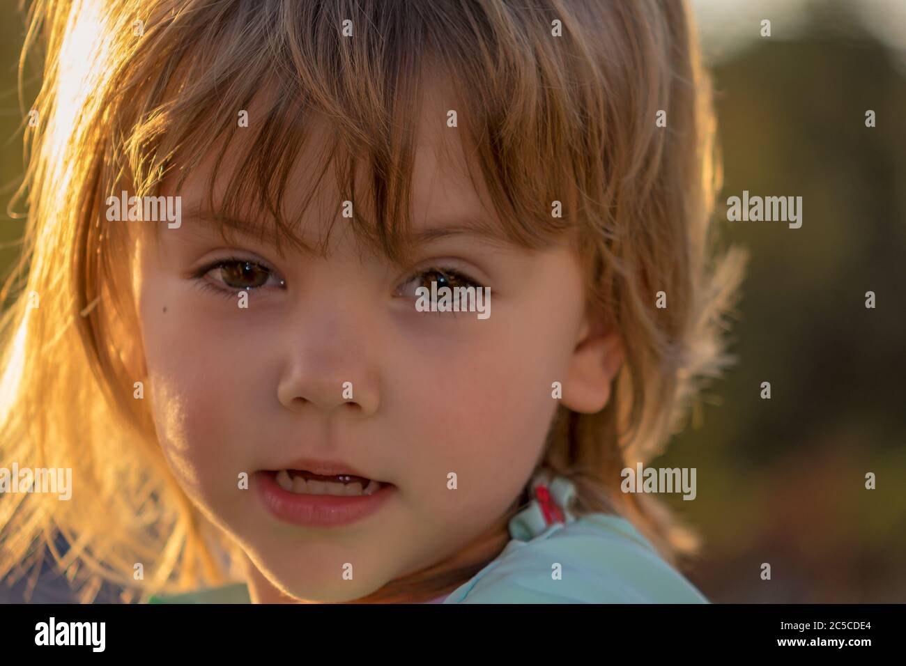 portrait of a little girl in the wind Stock Photo - Alamy