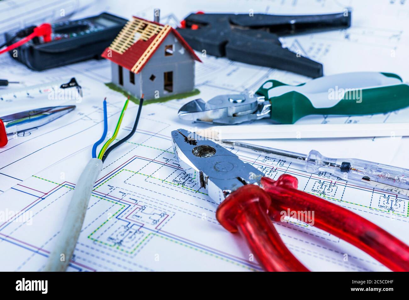 Electrical planning for a house Stock Photo - Alamy