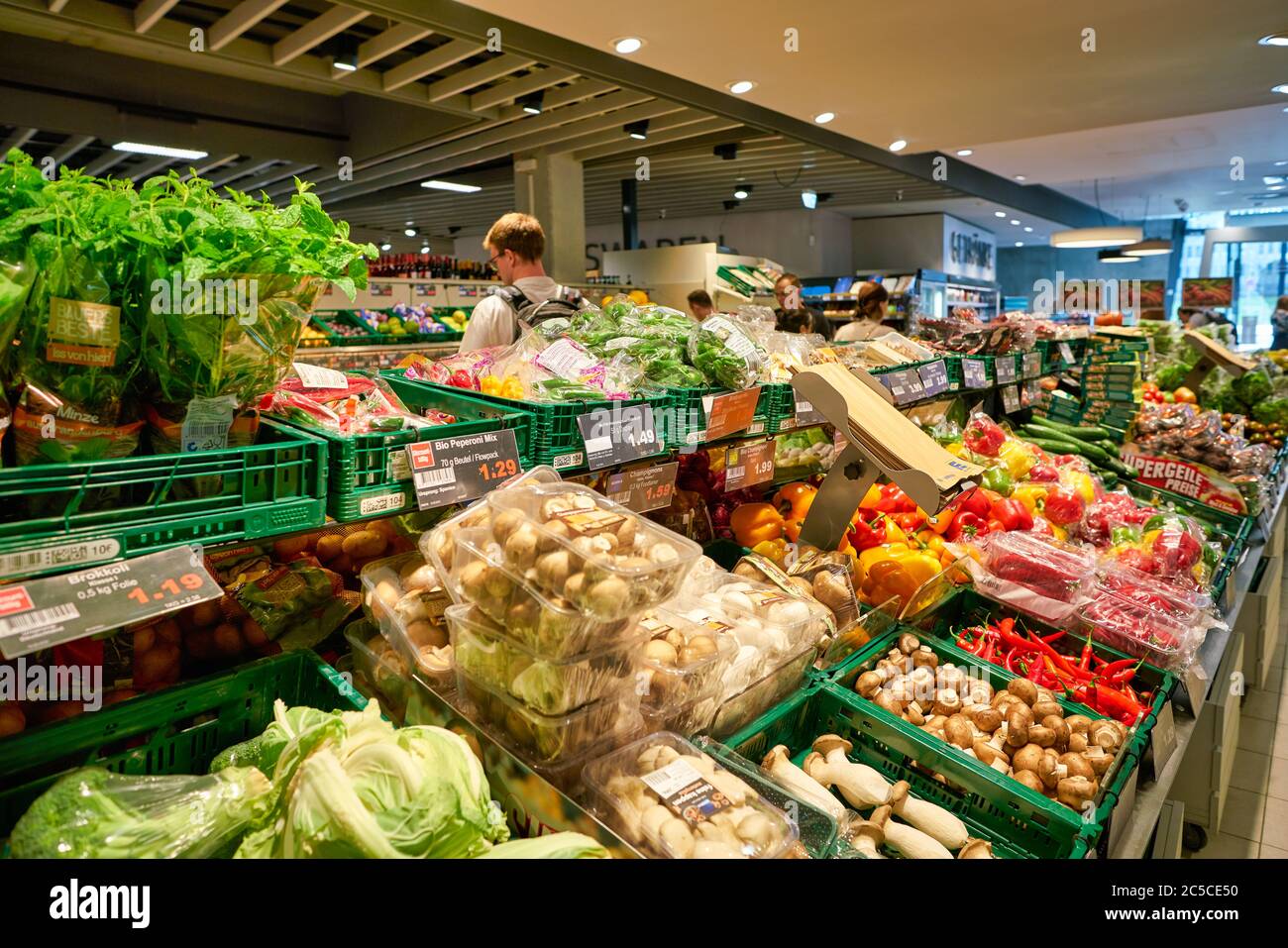BERLIN, GERMANY - CIRCA SEPTEMBER, 2019: interior shot of EDEKA ...