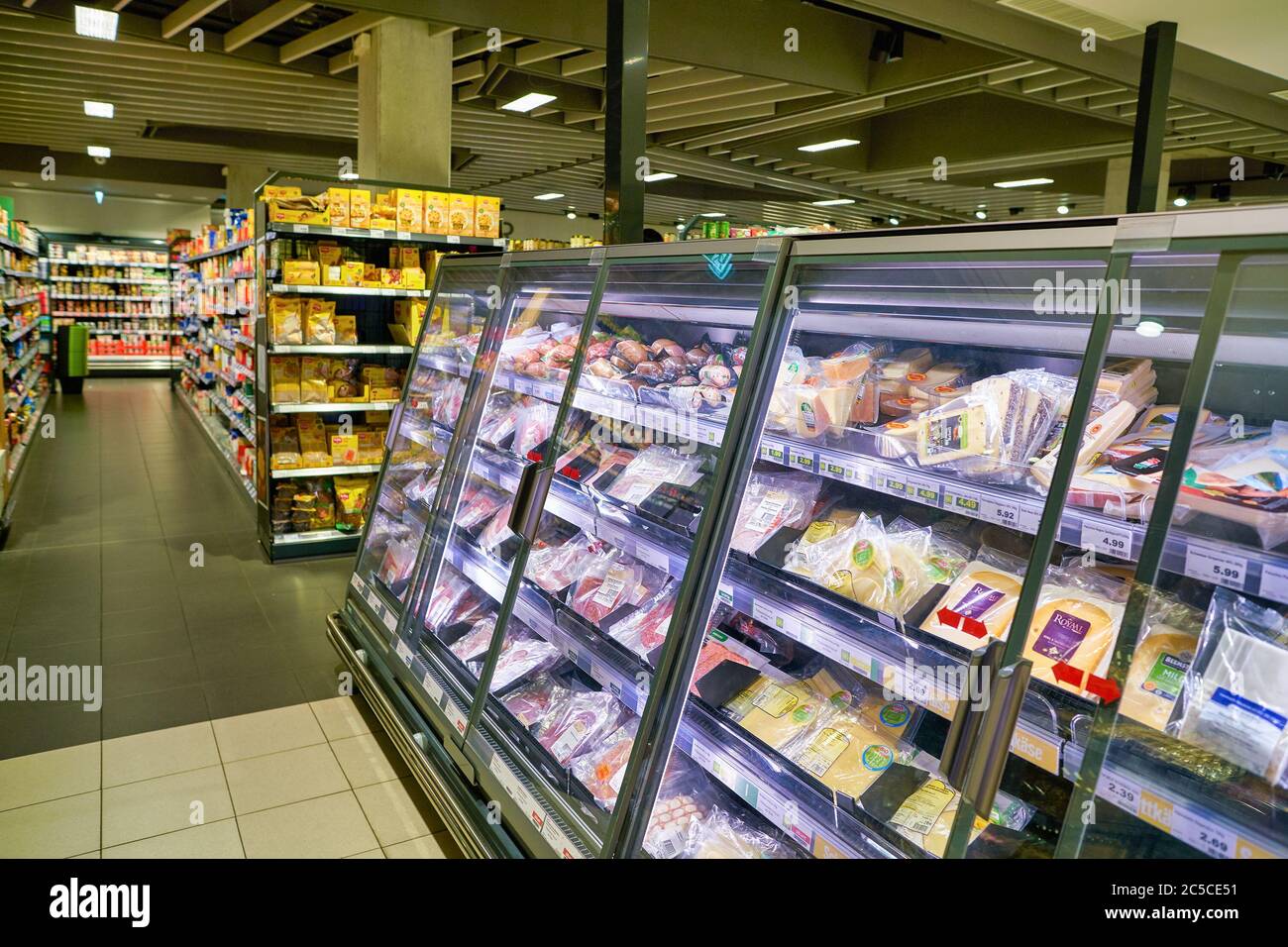 BERLIN, GERMANY - CIRCA SEPTEMBER, 2019: interior shot of EDEKA ...