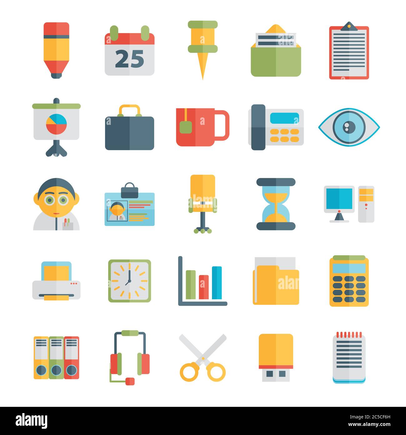 Set of office icons in flat design Stock Vector Image & Art - Alamy