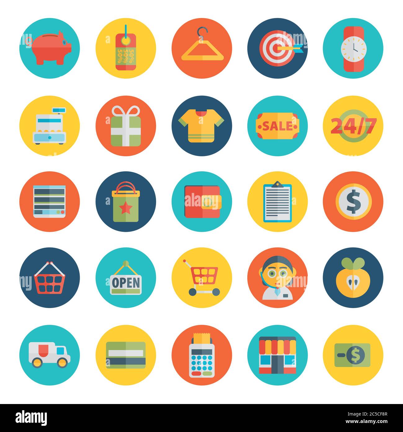 Set of shopping icons in flat design Stock Vector Image & Art - Alamy