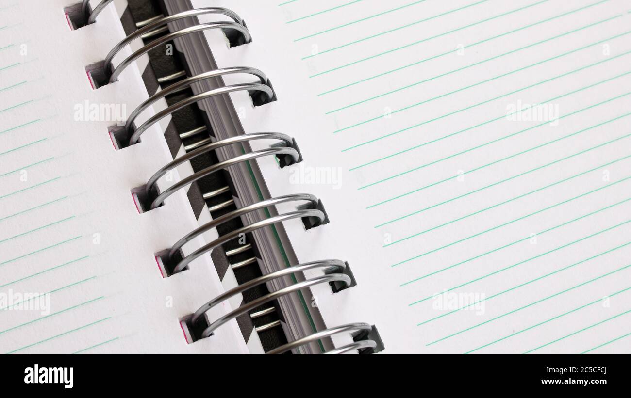 Blank open notepad page closeup, background form text Stock Photo - Alamy