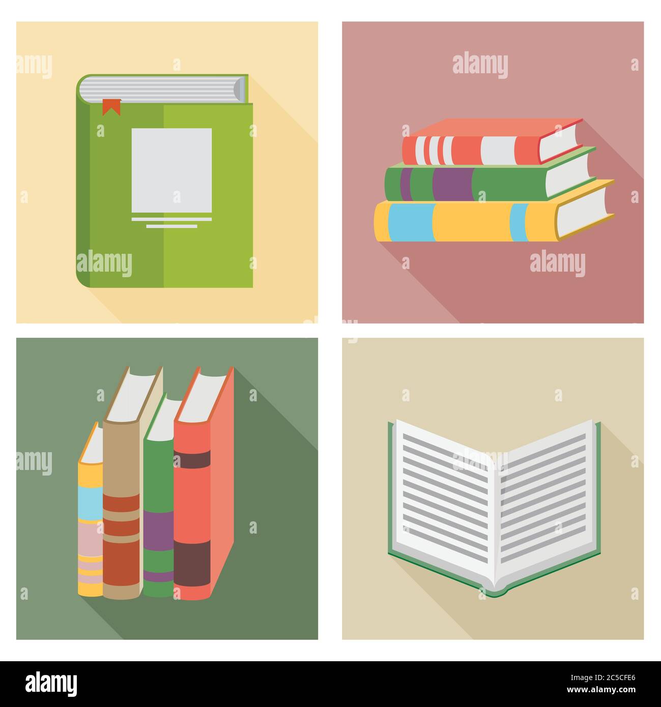 Set of book icons in flat design style Stock Vector Image & Art - Alamy