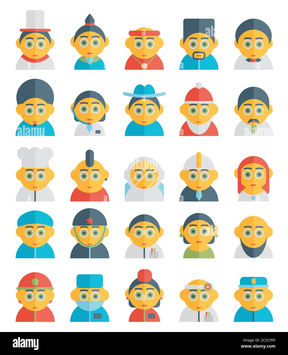 Set of vector cute character avatar icons in flat design Stock Vector ...
