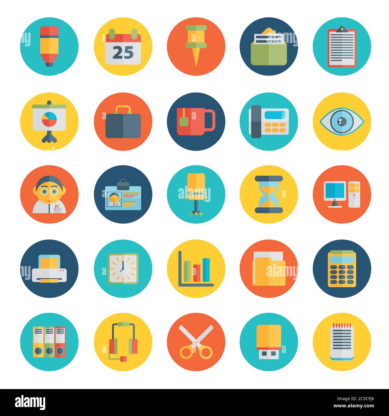 Set of office icons in flat design Stock Vector Image & Art - Alamy