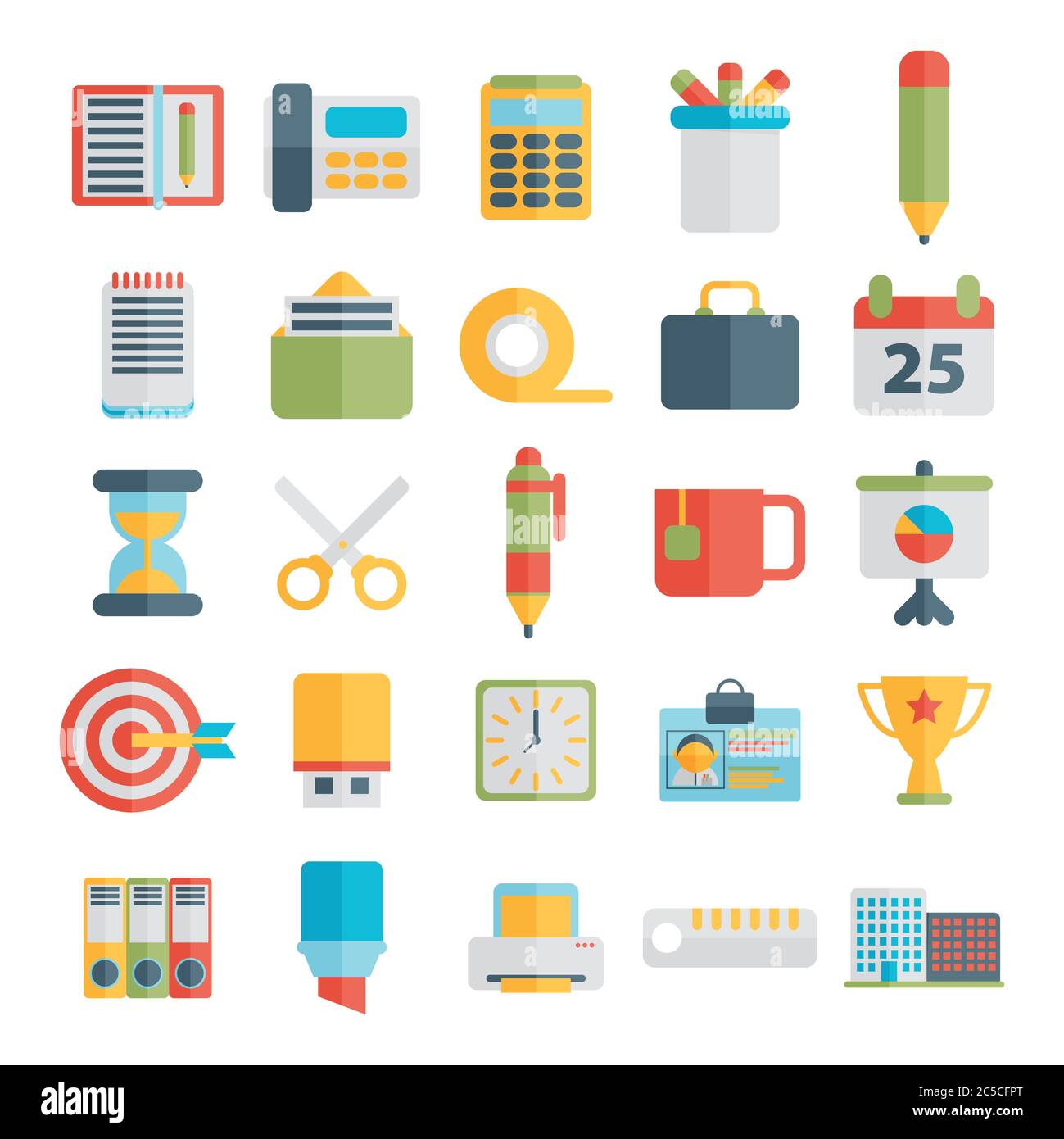 Set of office icons in flat design Stock Vector Image & Art - Alamy