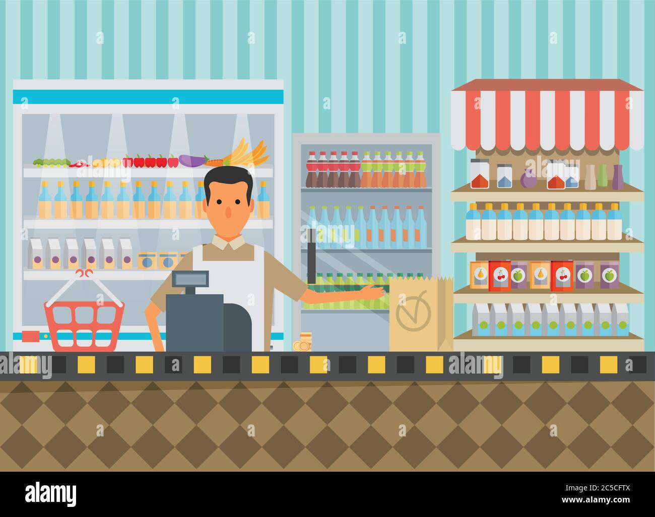 Supermarket in flat design Stock Vector Image & Art - Alamy