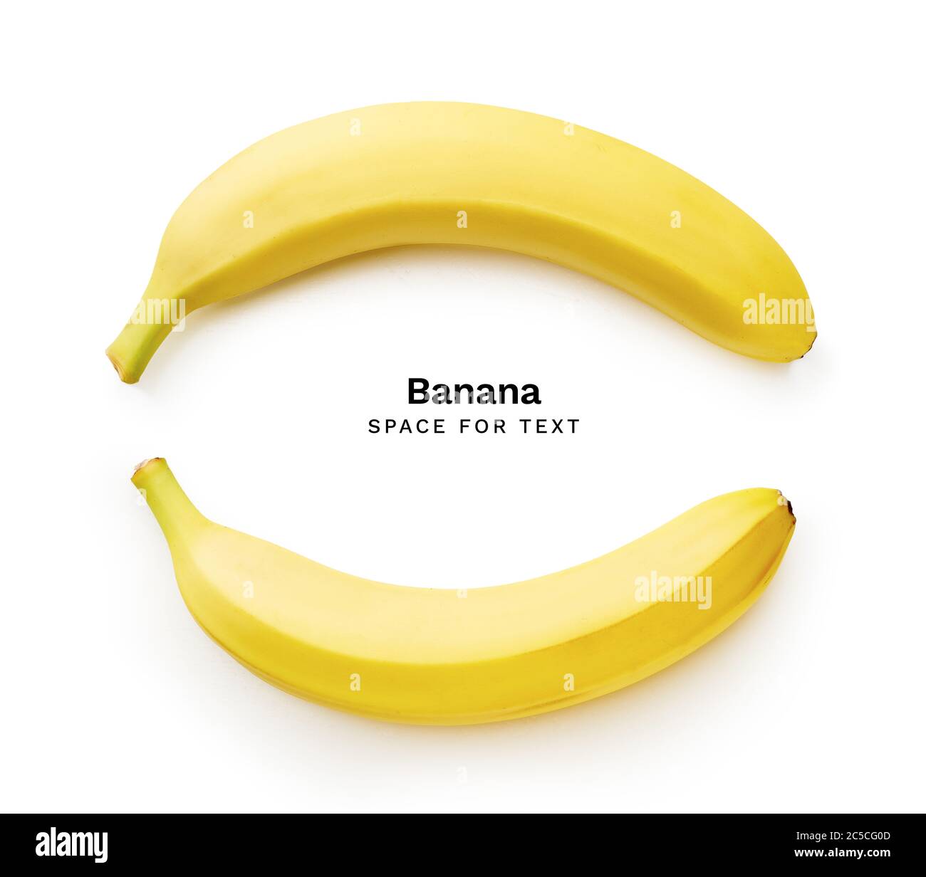 Fresh ripe banana top view isolated on white background with copy space ...