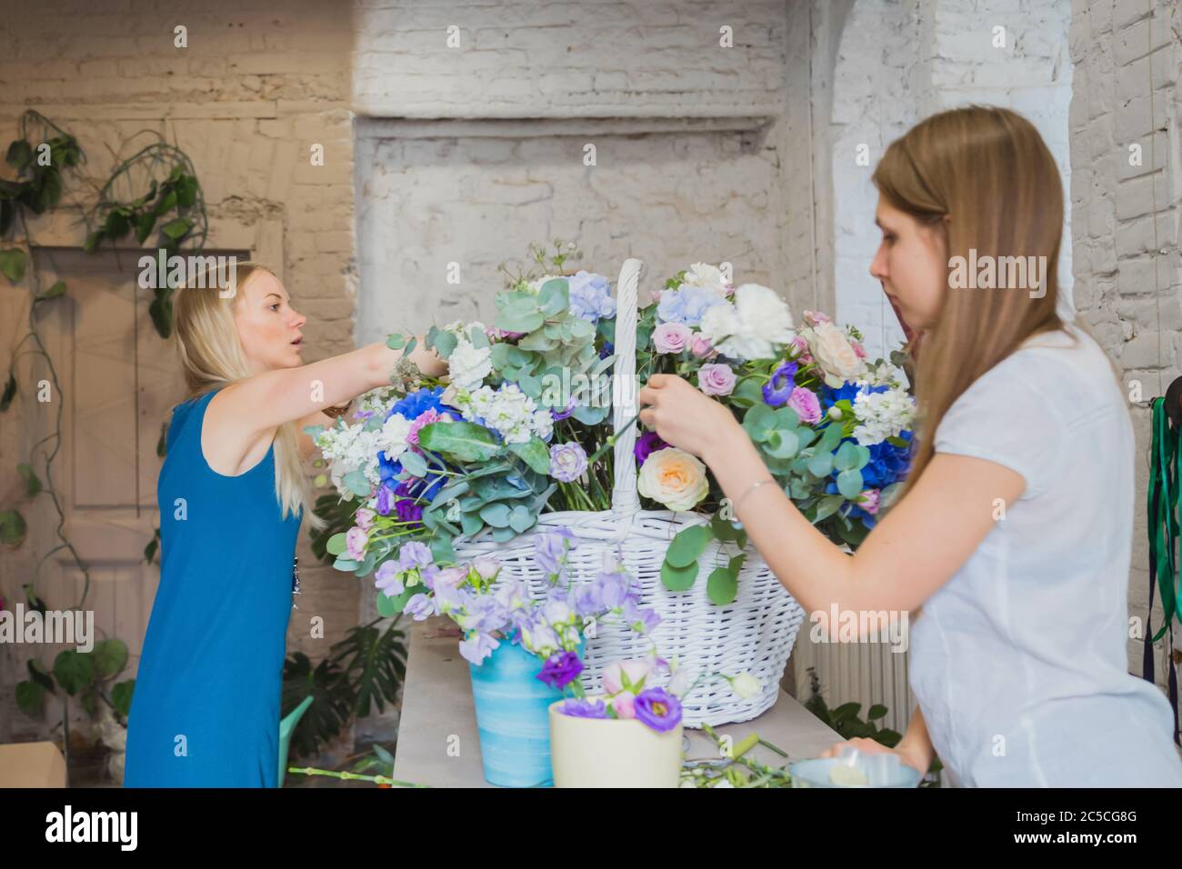 Floristry concept two bouquet hi-res stock photography and images - Alamy