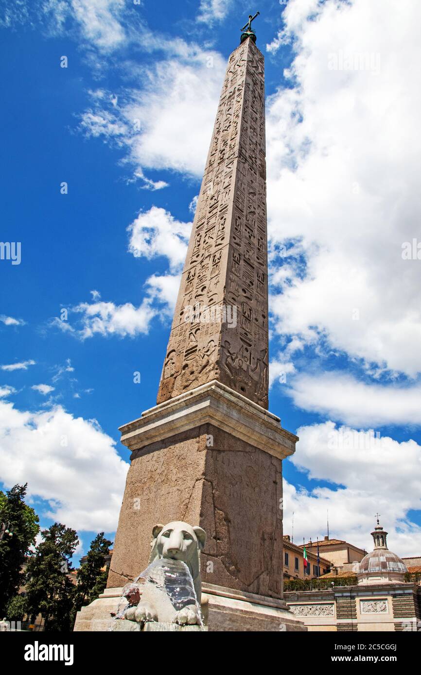 Oblisco flamino obelisk fontana dei leone lion fountain piazza d hi-res ...