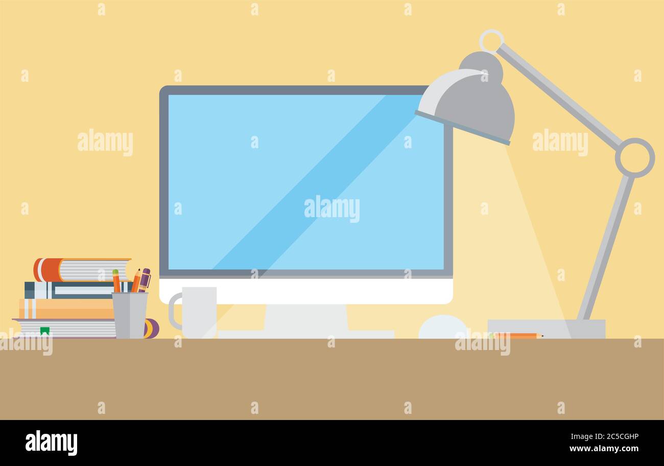 Minimalist home office desk Stock Vector Images - Alamy