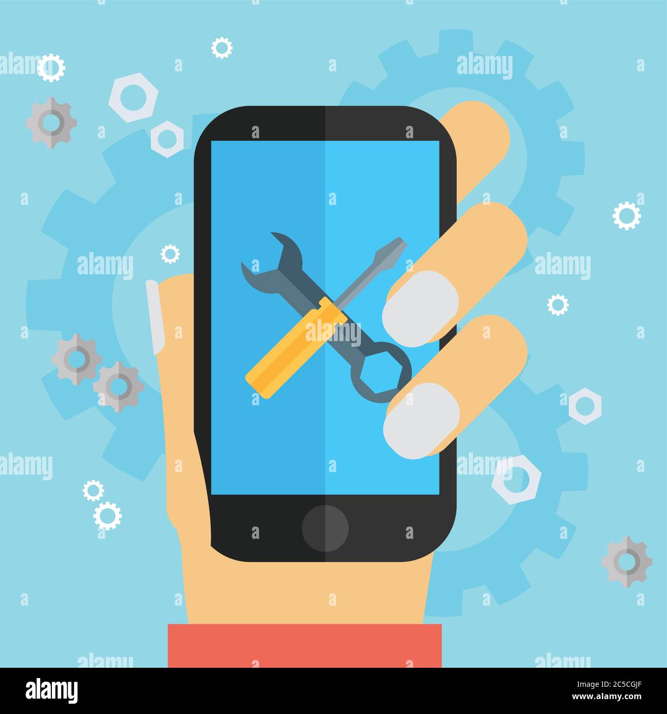 Mobile repair Stock Vector Images - Alamy