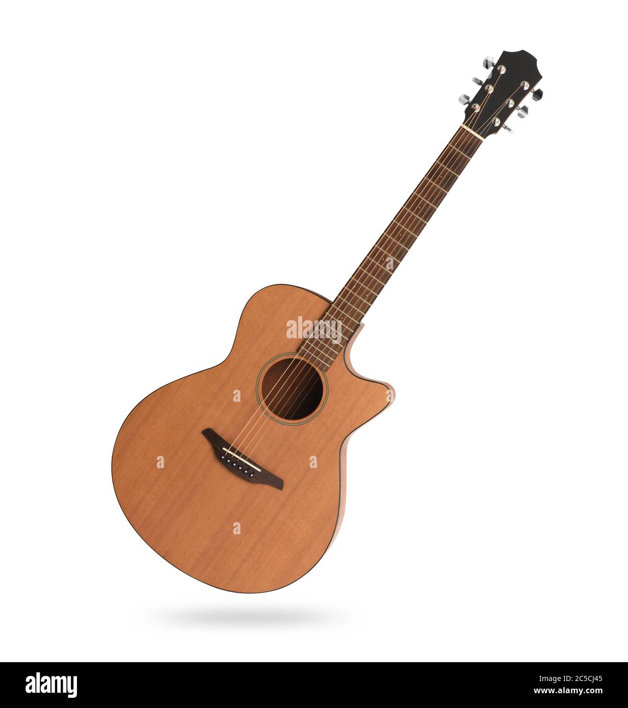 classic acoustic guitar isolated on white background with clipping path ...