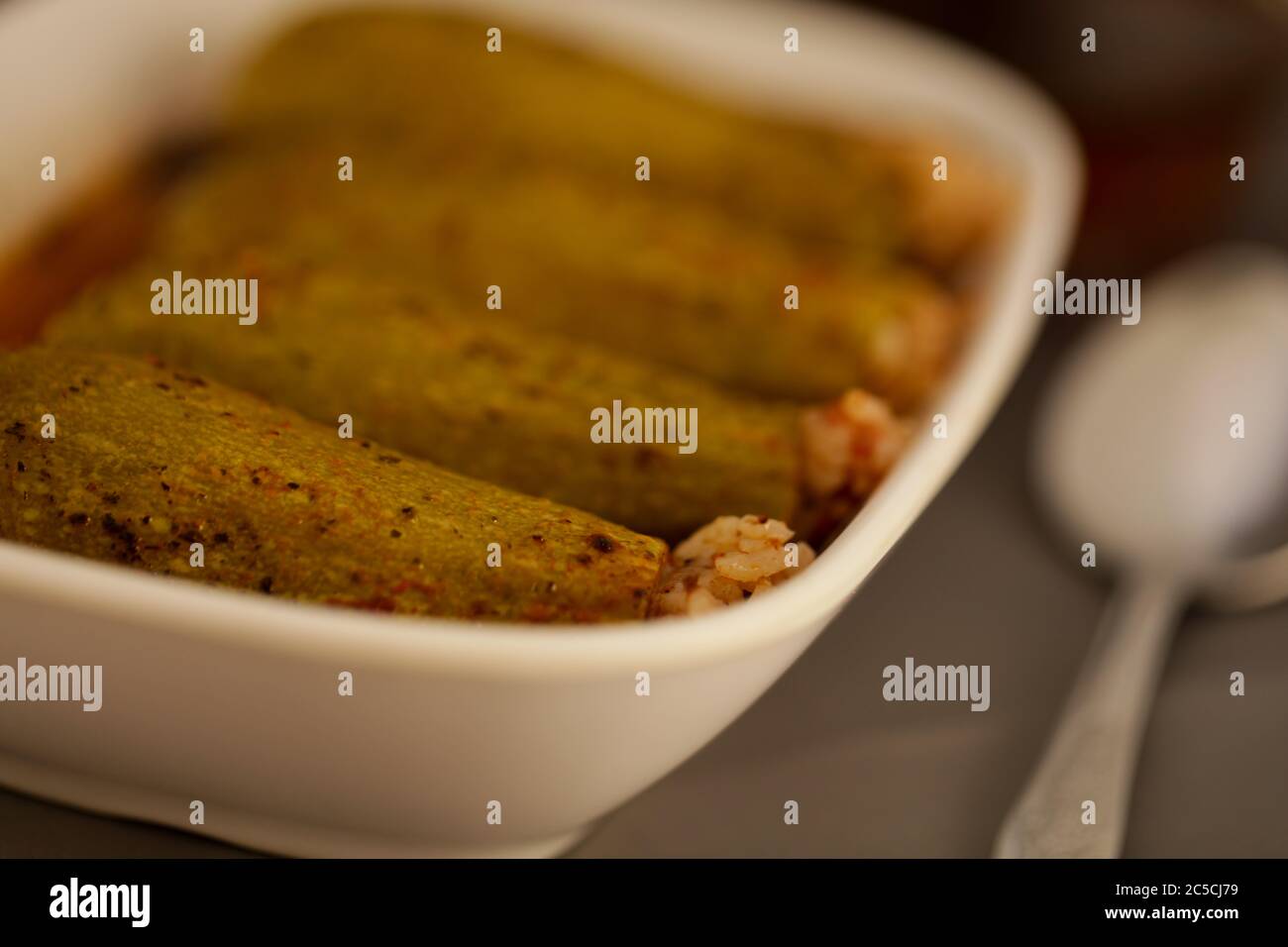 May 30, 2020: Cored courgettes stuffed with rice and mince meat made ...