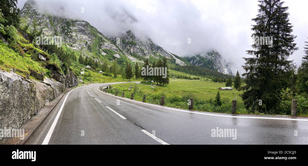 Grimsel Pass in the Swiss Alps, connecting the Bernese Oberland with ...