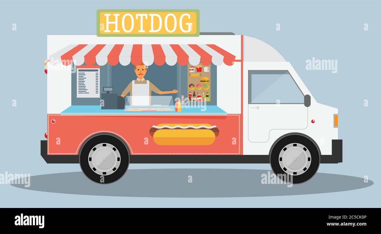 Mobile food car. Vector Stock Vector Image & Art - Alamy