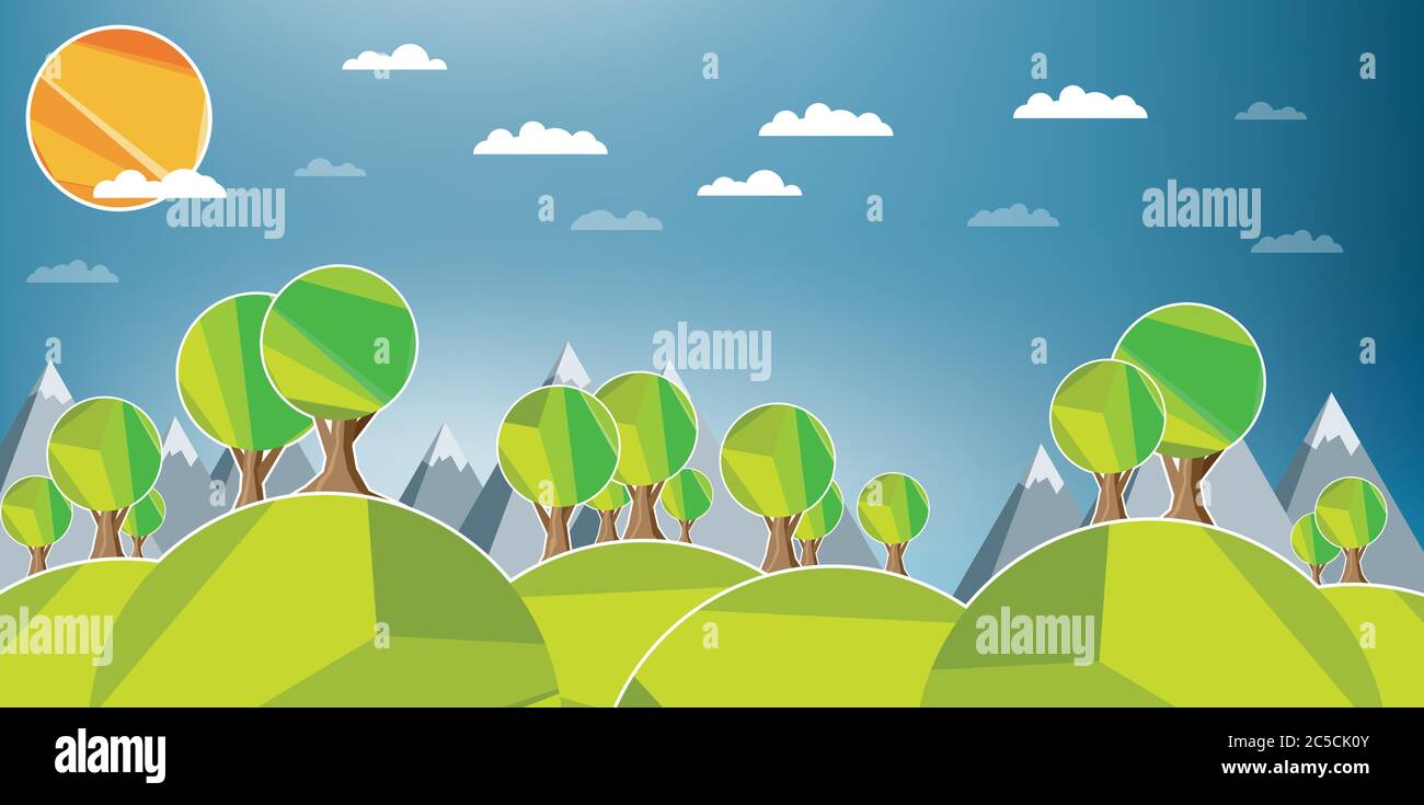 Flat design landscape illustration Stock Vector Image & Art - Alamy