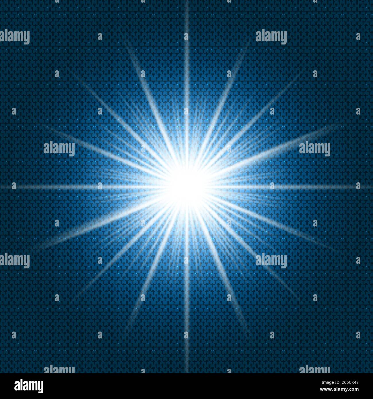 Starlight Shining flare with rays on dark blue gradient background and ...
