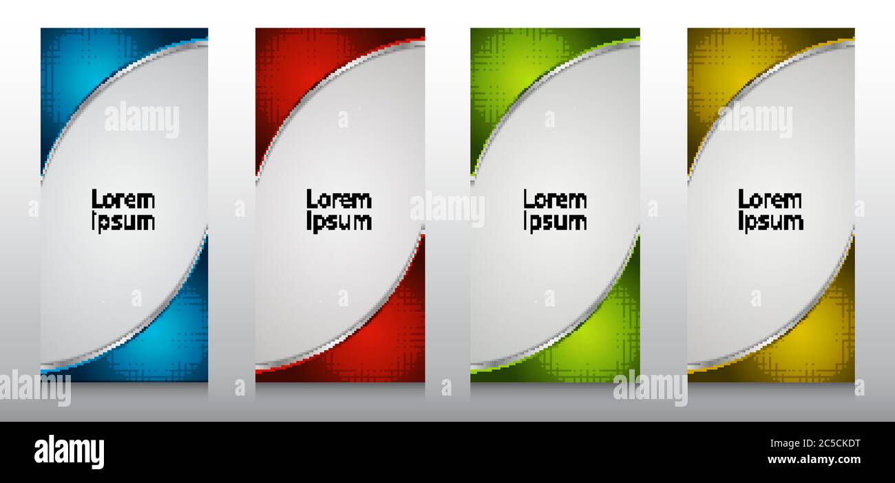 Set of roll up banner stand template design 3D dimension curve with ...