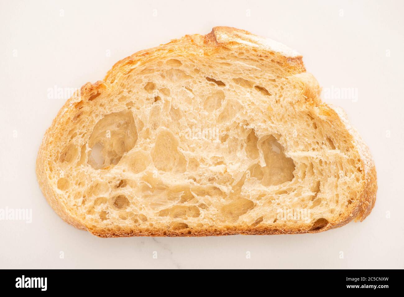 top view of fresh bread slice on white background Stock Photo - Alamy
