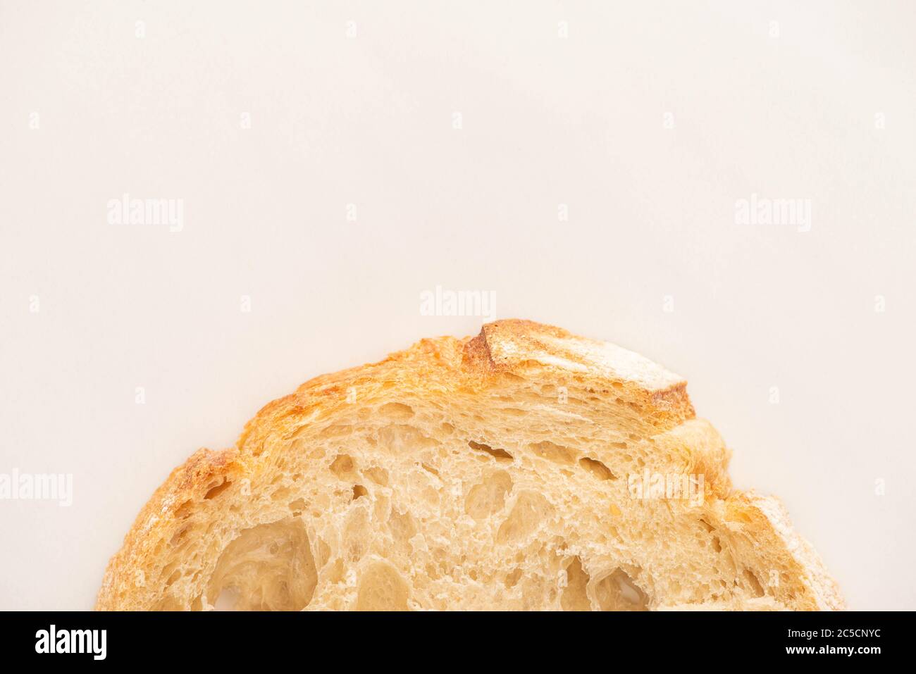top view of fresh bread slice on white background with copy space Stock ...