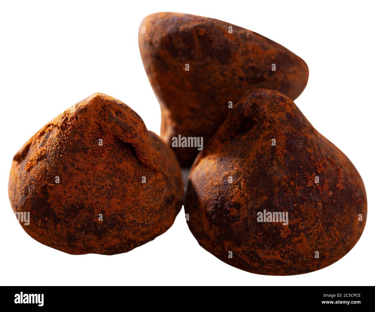 Candy truffles without chocolate closeup. Isolated over white ...