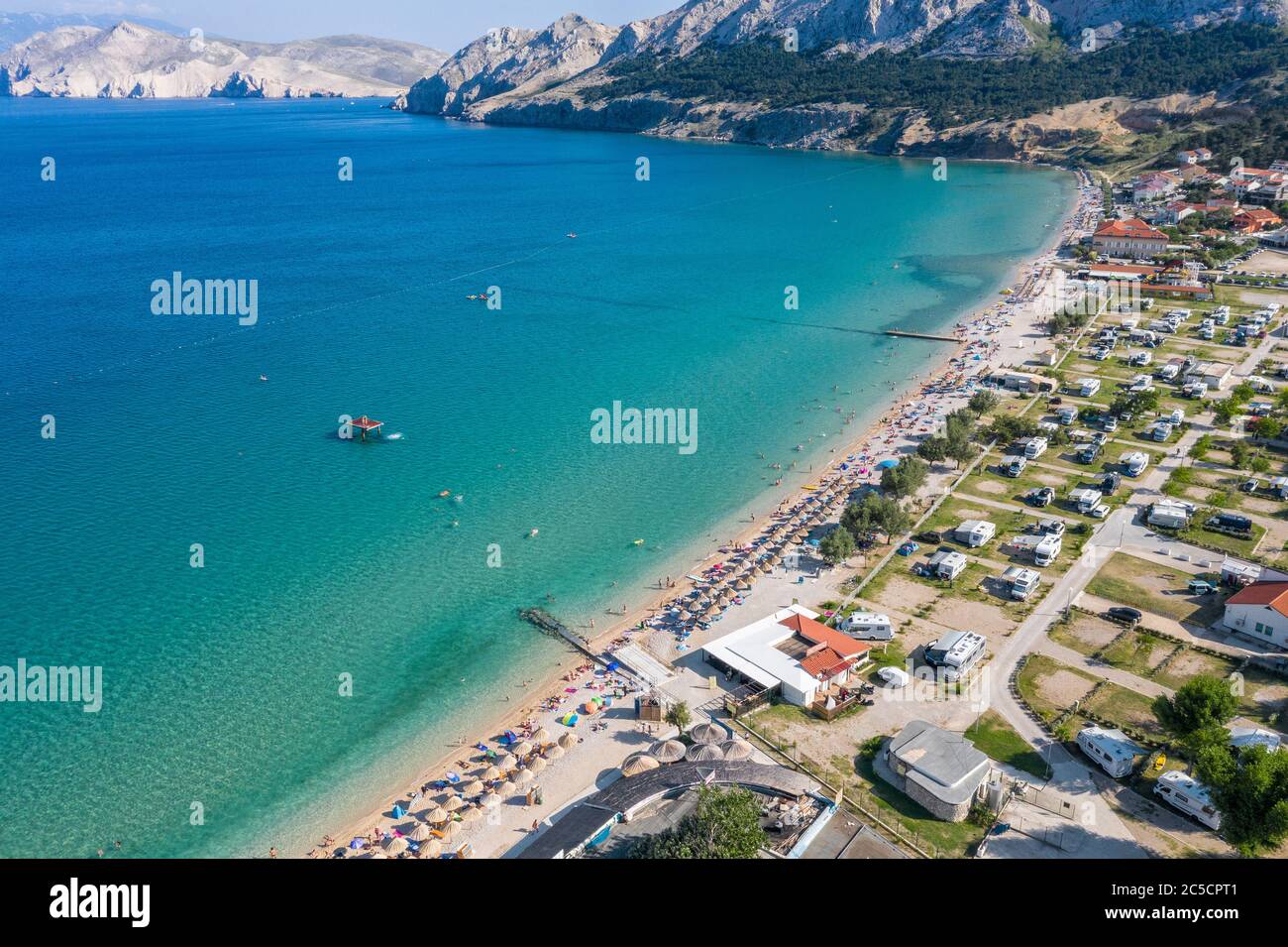Baska, beach and camp, island Krk Stock Photo - Alamy