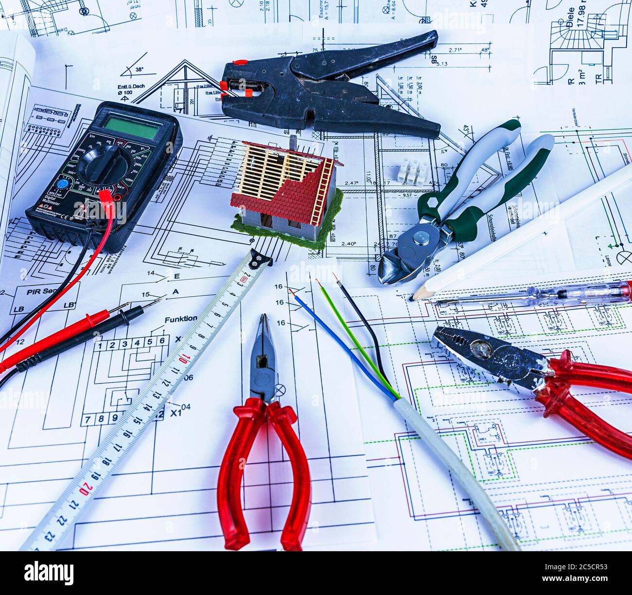 Electrical planning for a house Stock Photo - Alamy