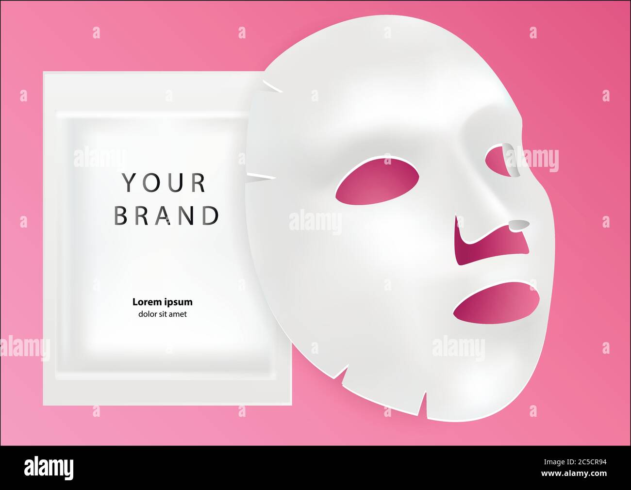 White sheet facial cosmetic mask isolated on background. 3d realistic ...