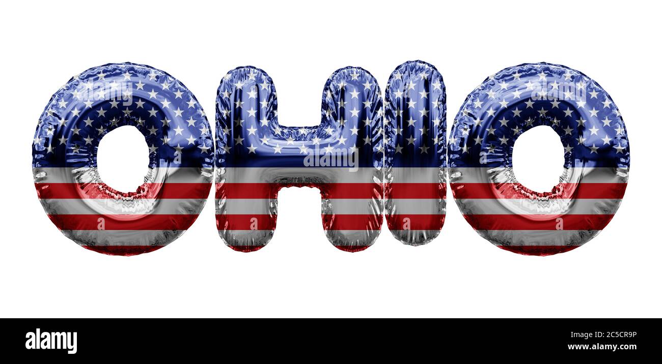 Ohio USA state stars and stripes foil balloon word. 3D Rendering Stock ...