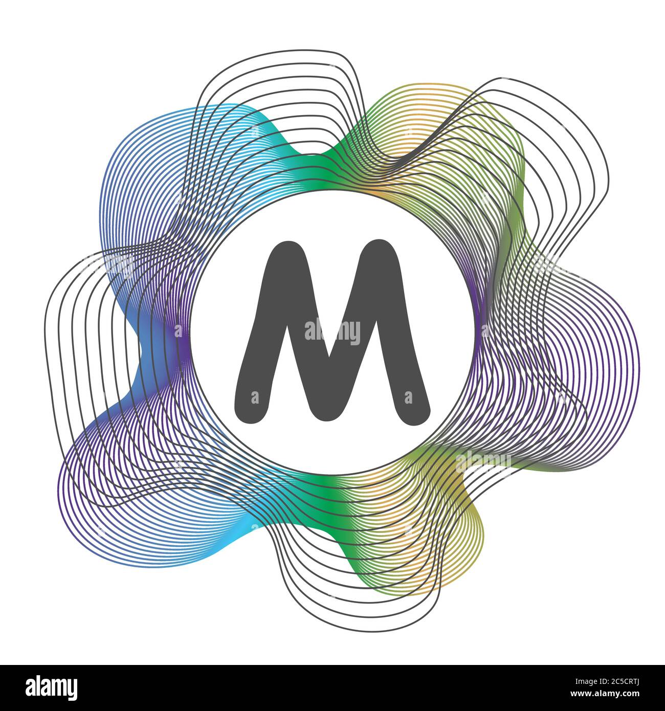 Monogram color vector frame. Logo design. Abstract letter guilloche ...