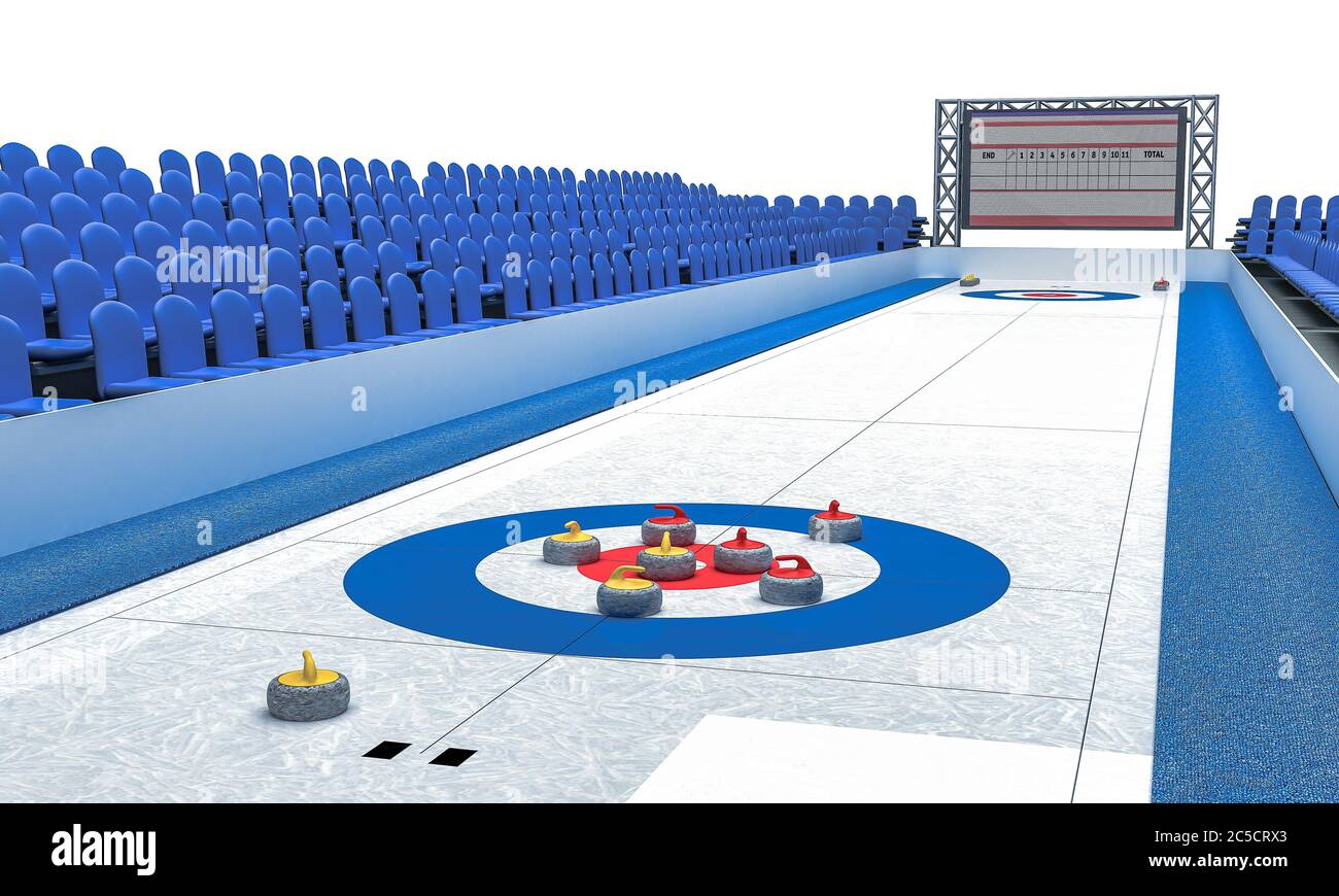 3D Render of Ice arena for playing curling Stock Photo - Alamy