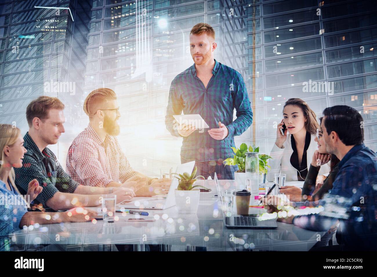 Business people that work together in office. Concept of teamwork and ...