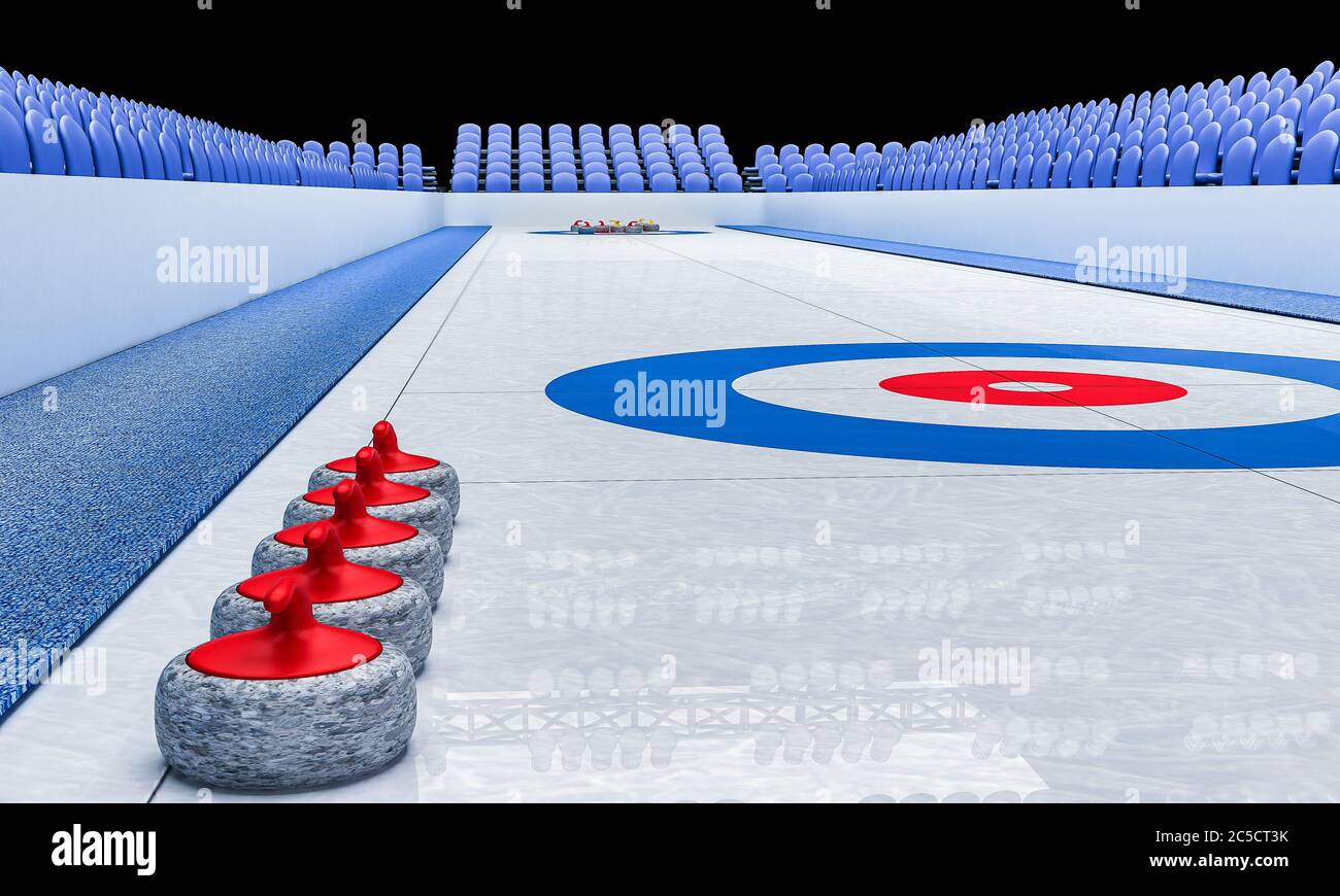 3D Render of Ice arena for playing curling Stock Photo - Alamy