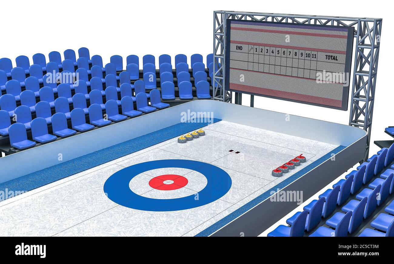 3D Render of Ice arena for playing curling Stock Photo - Alamy