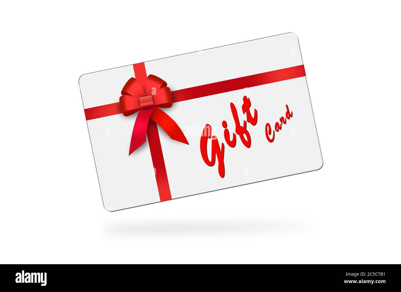 gift card, red ribbon, red loop with lettering - isolated on white ...