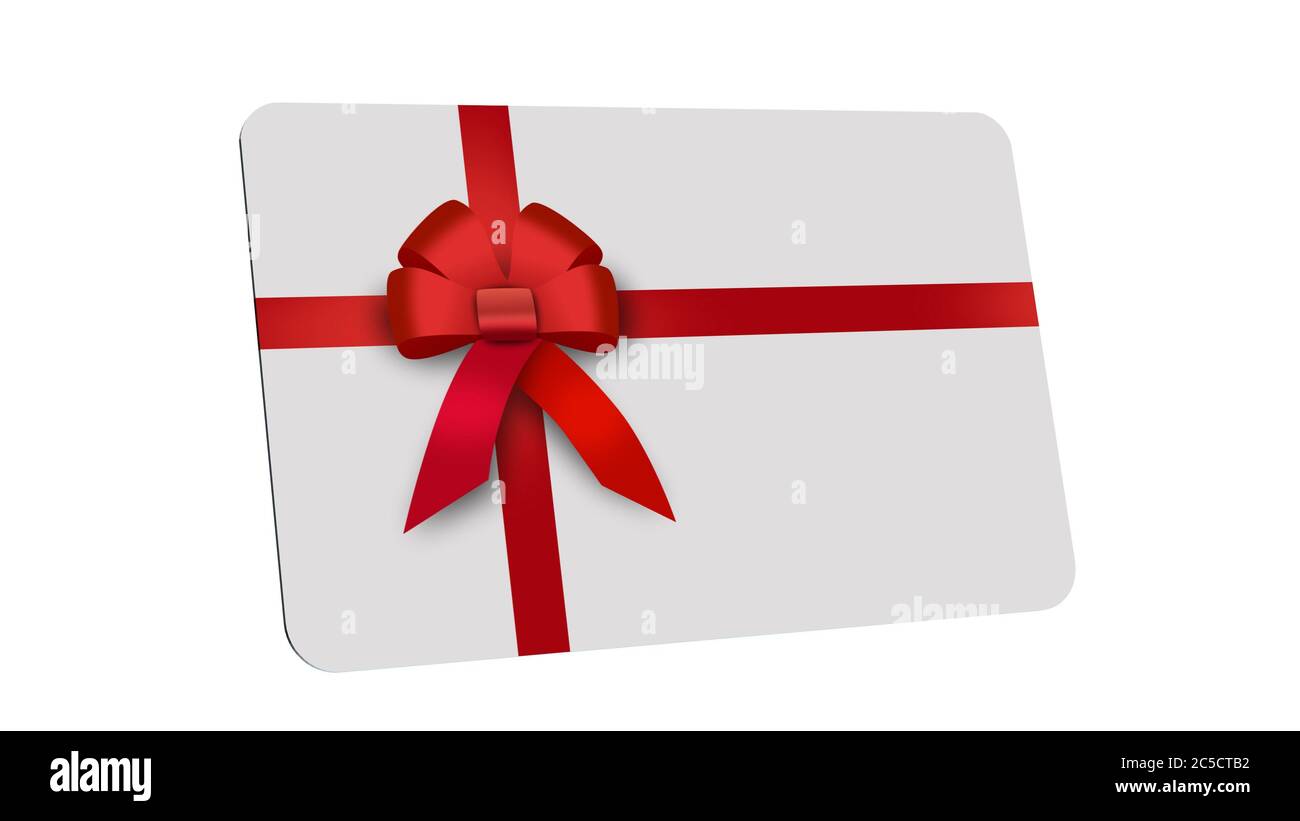 gift card, red ribbon, red loop - isolated on white background Stock ...